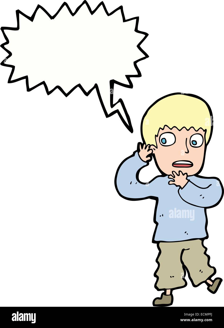 cartoon frightened boy with speech bubble Stock Vector Image & Art - Alamy
