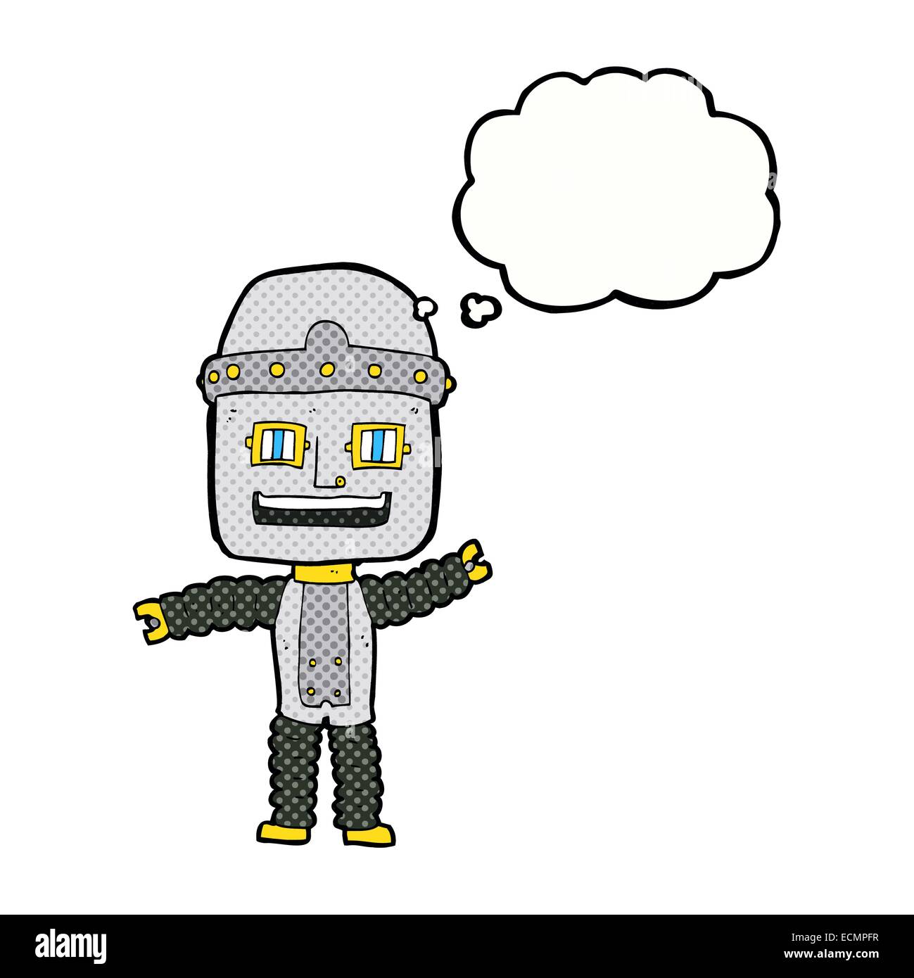 cartoon waving robot with thought bubble Stock Vector Image & Art - Alamy