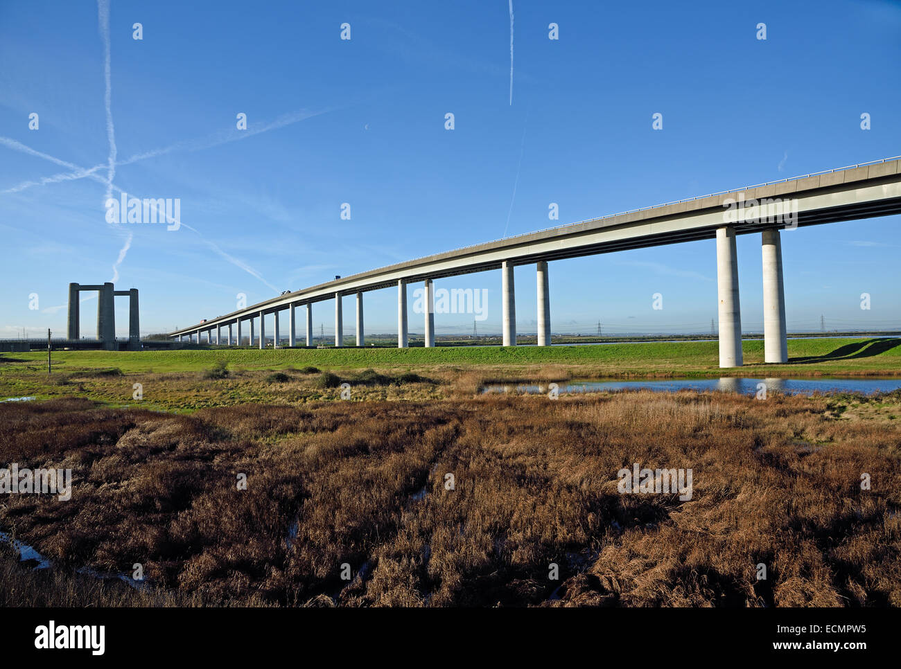 The Sheppey Crossing which carries the A249 across The Swale which ...