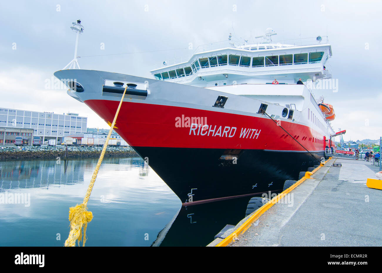 Trondheim Norway cruise Hurtigruten ship Richard With at dock tied ...