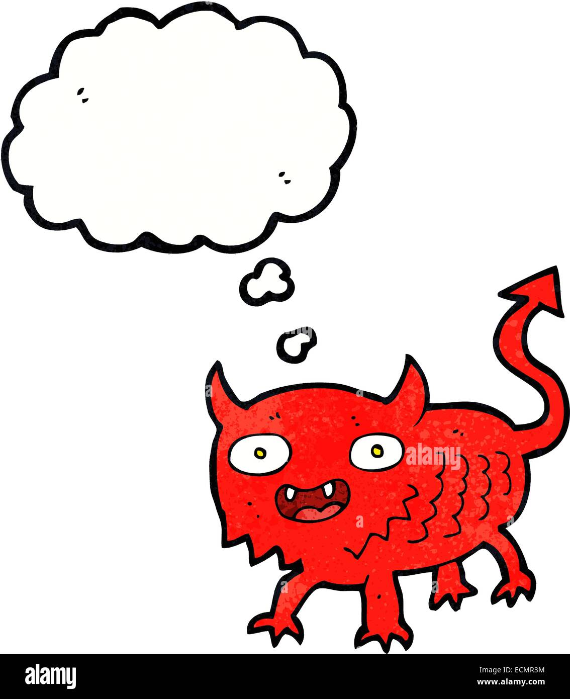 cartoon little demon with thought bubble Stock Vector Image & Art - Alamy