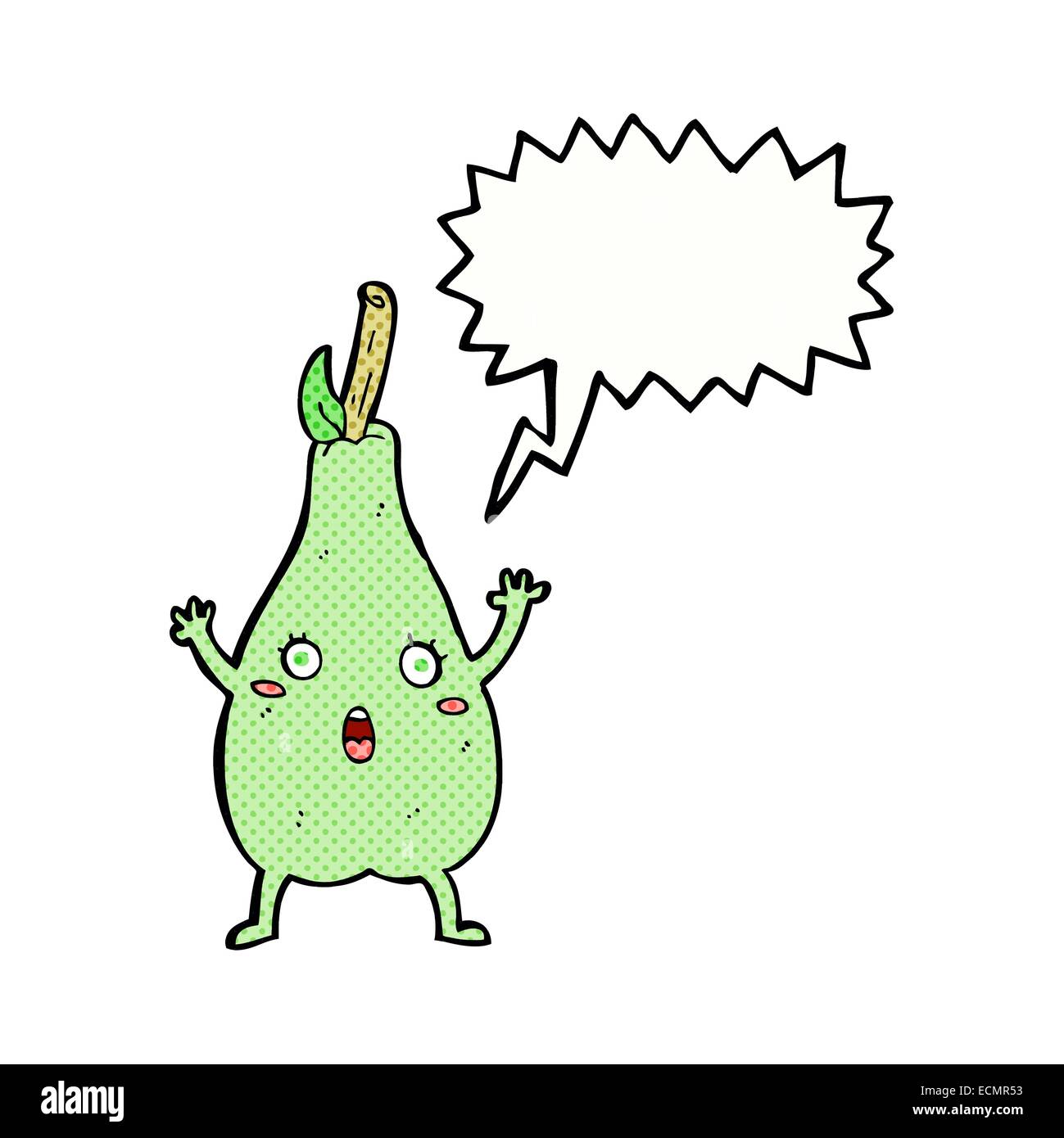 cartoon frightened pear with speech bubble Stock Vector Image & Art - Alamy