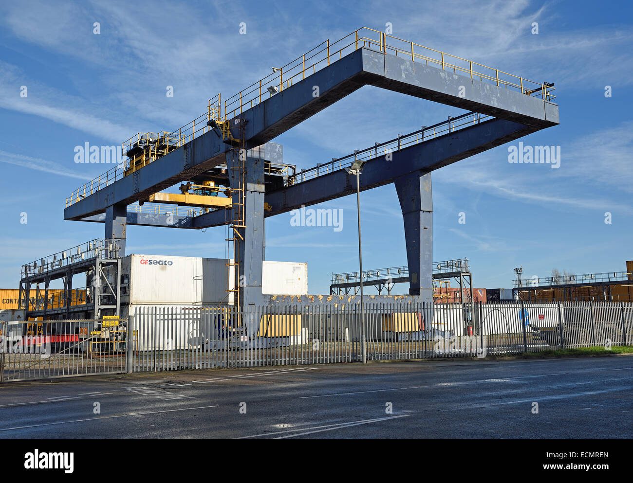 Straddle carrier operating at Peel Ports Medway, Sheerness Docks ...