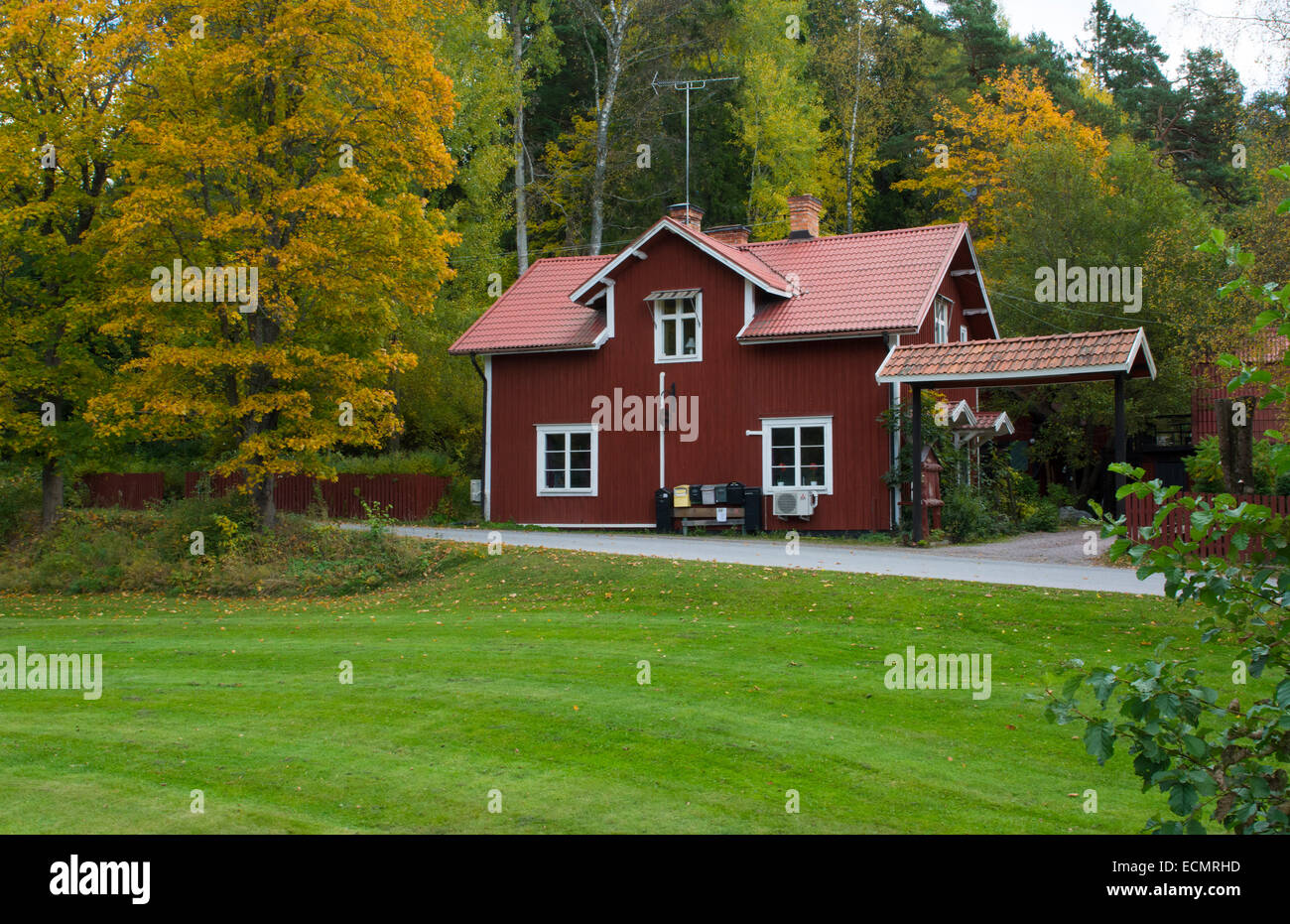 Tumba Sweden red home in rural area south of Stockholm MR-40 Stock ...