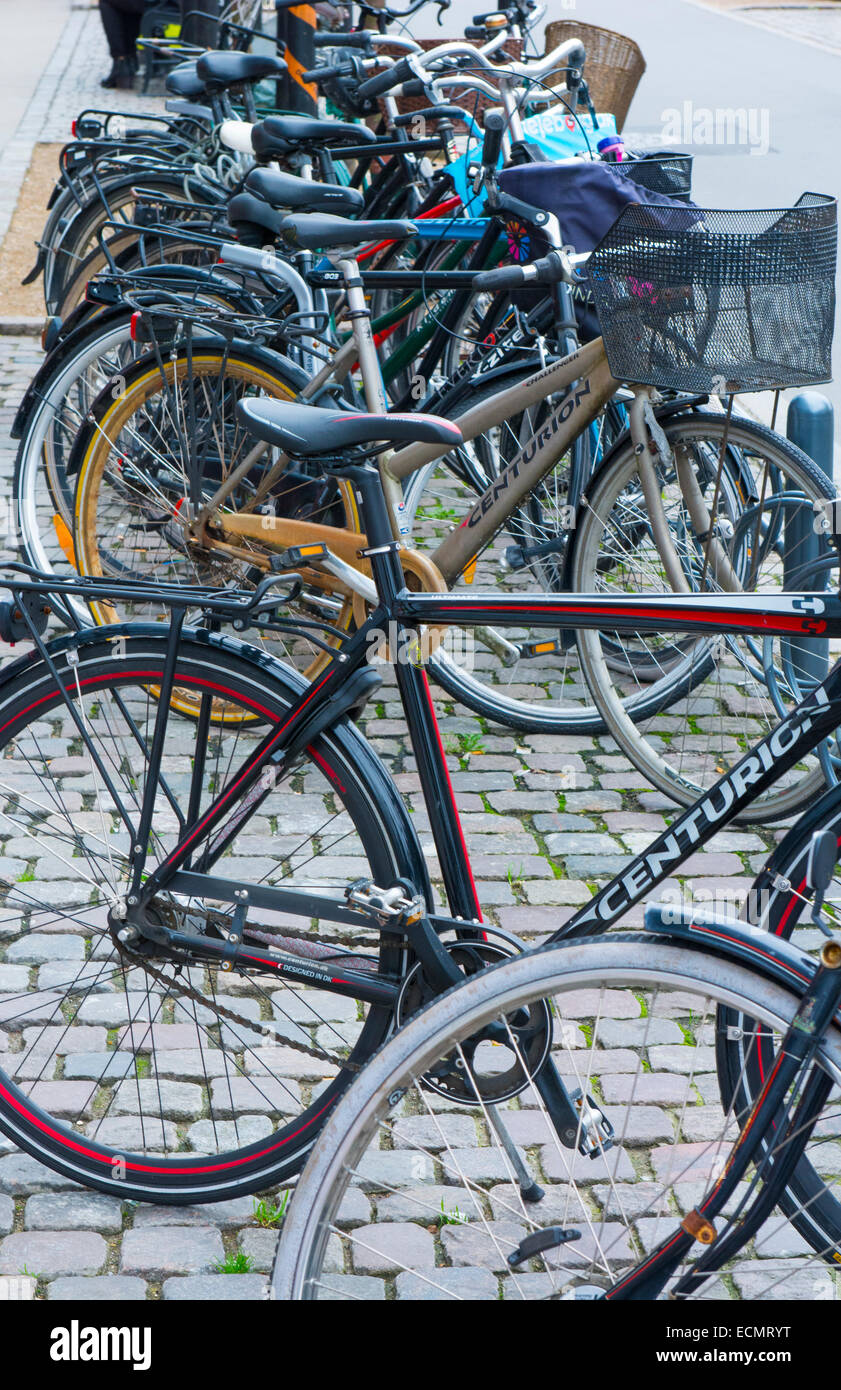 Copenhagen Denmark bicycles in rack downtown Kobenhavn Stock Photo - Alamy