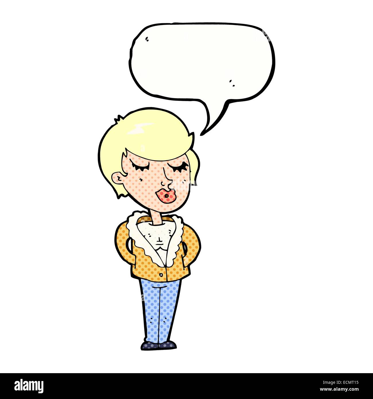 cartoon cool relaxed woman with speech bubble Stock Vector Image & Art ...