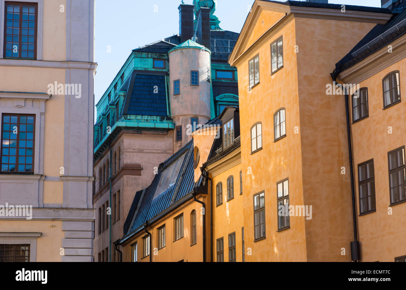 Stockholm Sweden beautiful old colorful buildings in Old Town of Gamla ...