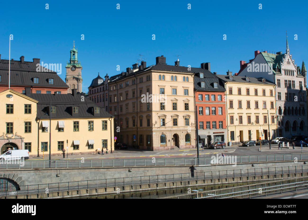 Stockholm Sweden downtown old buildings city view in Old Town of Gamla ...