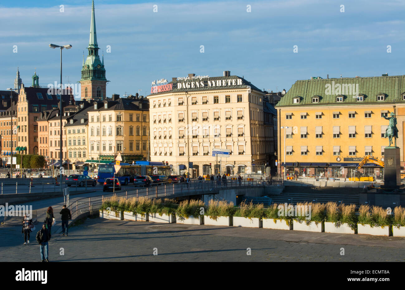 Stockholm Sweden downtown skyline at sunset of city center with old ...