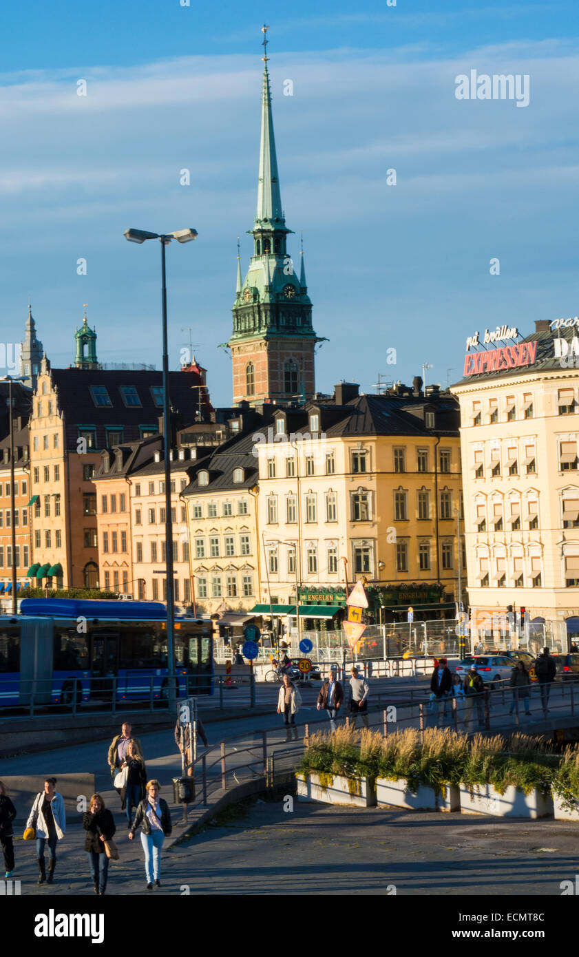 Stockholm Sweden downtown skyline at sunset of city center with old ...