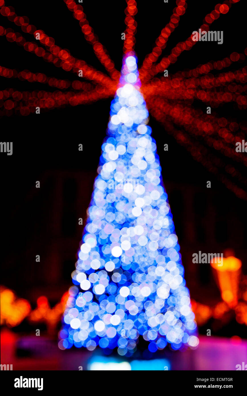 New Year tree made from bokeh lights Stock Photo - Alamy