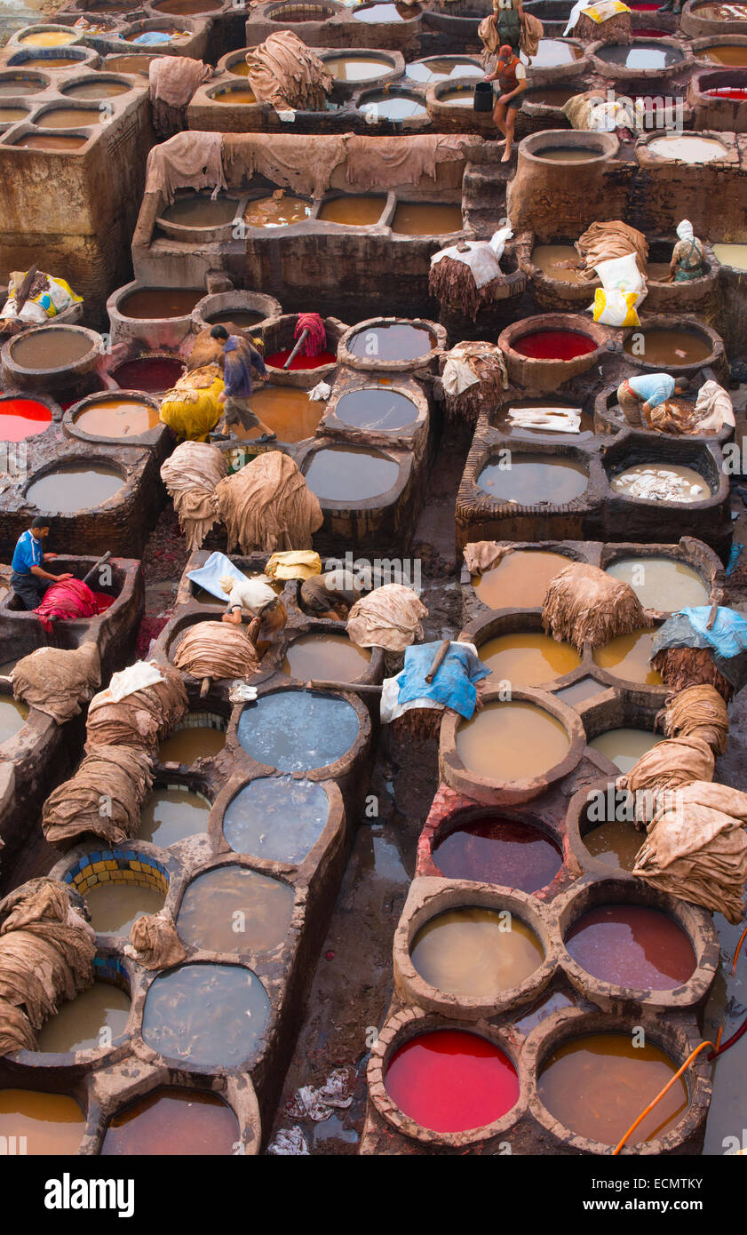 Fez Morocco old Tannery called Chouara Tannery which is almost 1000 ...