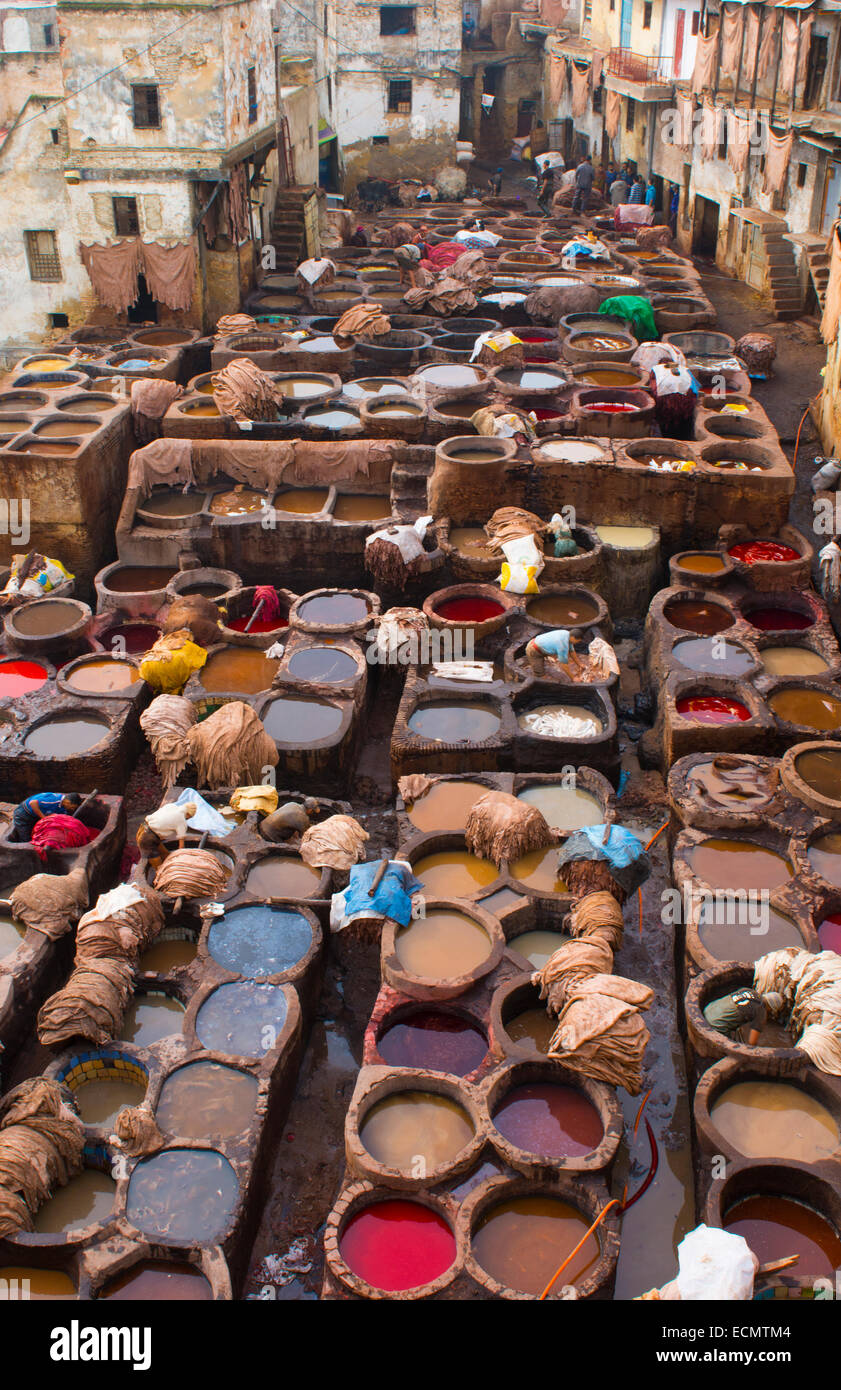 Fez Morocco old Tannery called Chouara Tannery which is almost 1000 ...