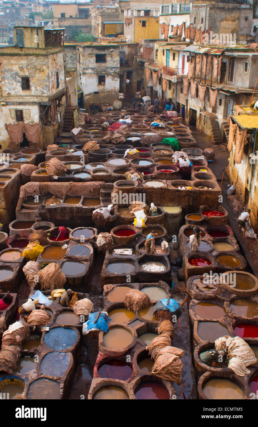 Fez Morocco old Tannery called Chouara Tannery which is almost 1000 ...