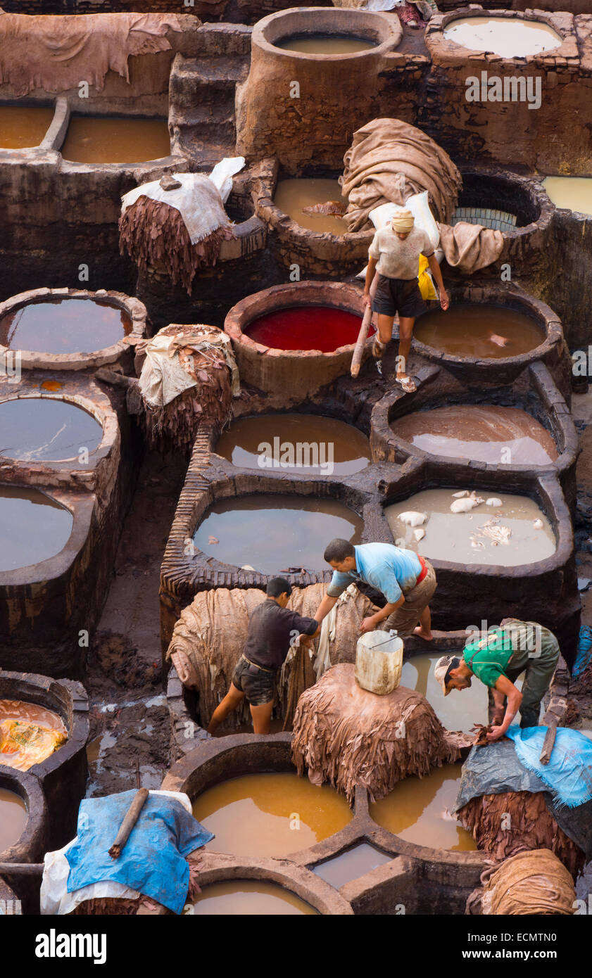 Fez Morocco old Tannery called Chouara Tannery which is almost 1000 ...