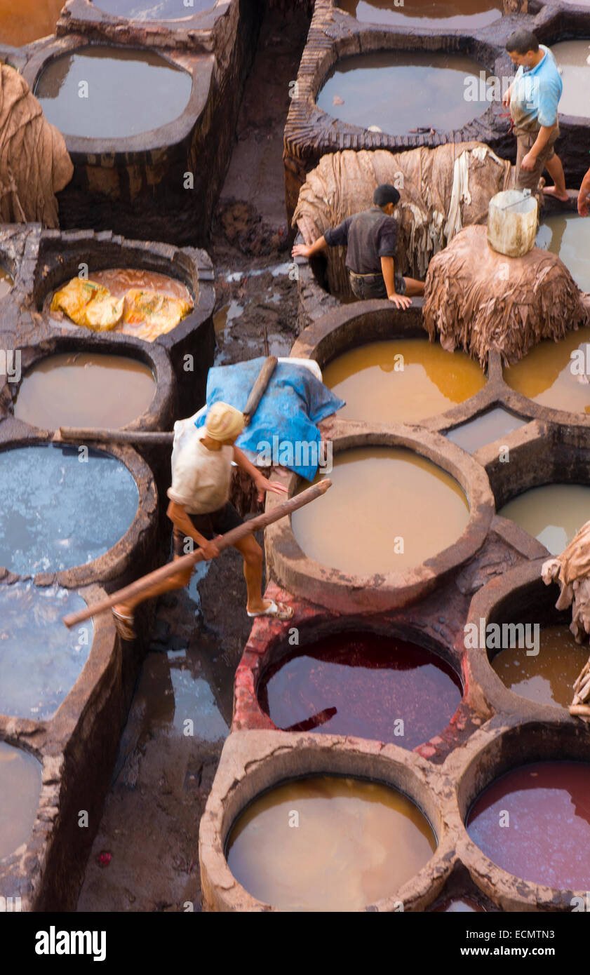Fez Morocco old Tannery called Chouara Tannery which is almost 1000 ...
