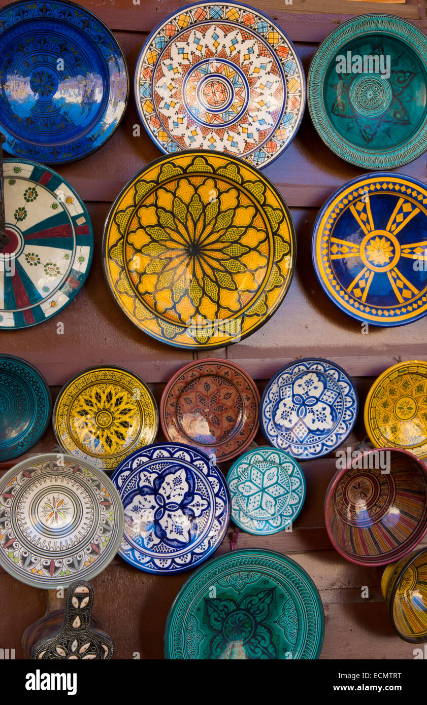 Meknes Morocco main square plates art work for sale to tourists Stock ...