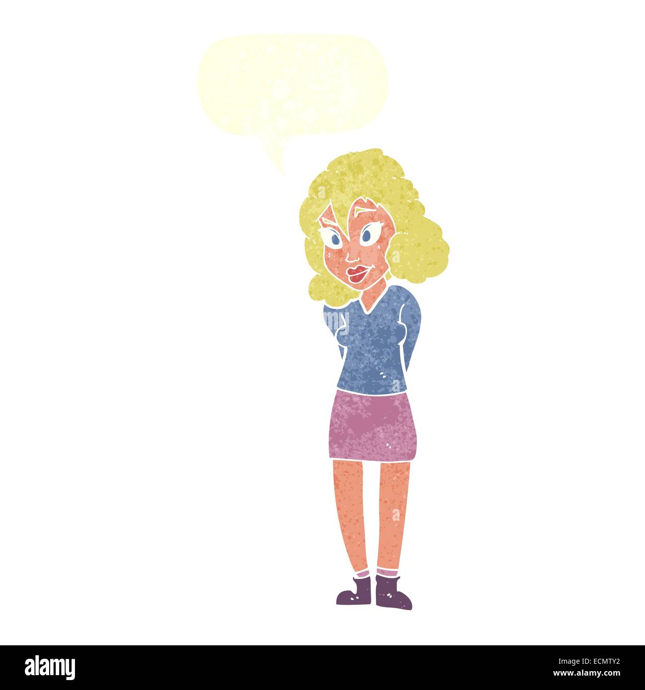 cartoon confused woman with speech bubble Stock Vector Image & Art - Alamy
