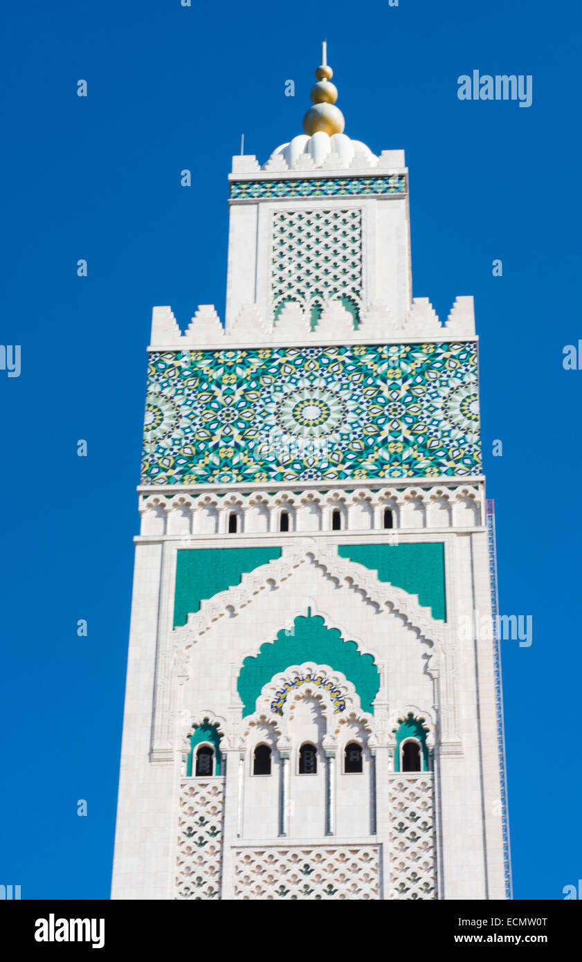 Casablanca Morocco exterior steeple famous Hassen II Mosque largest ...