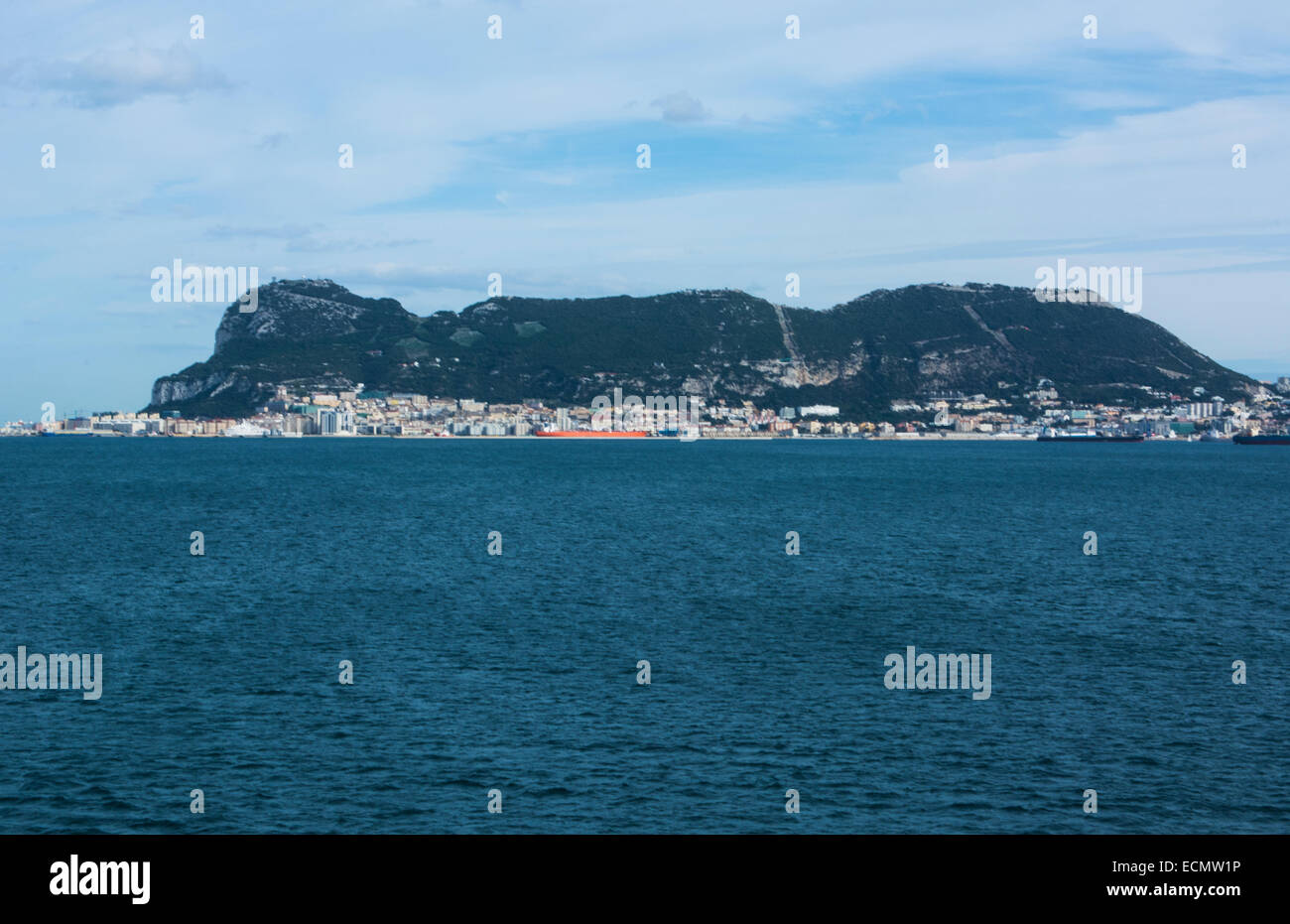 Rock of Gibraltar Spain on water from ferry over to Tangier Morocco ...
