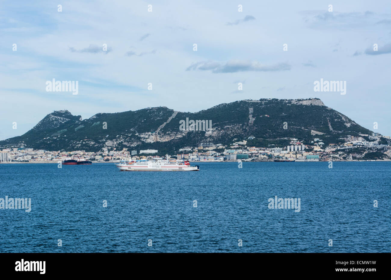 Rock of Gibraltar Spain on water from ferry over to Tangier Morocco ...