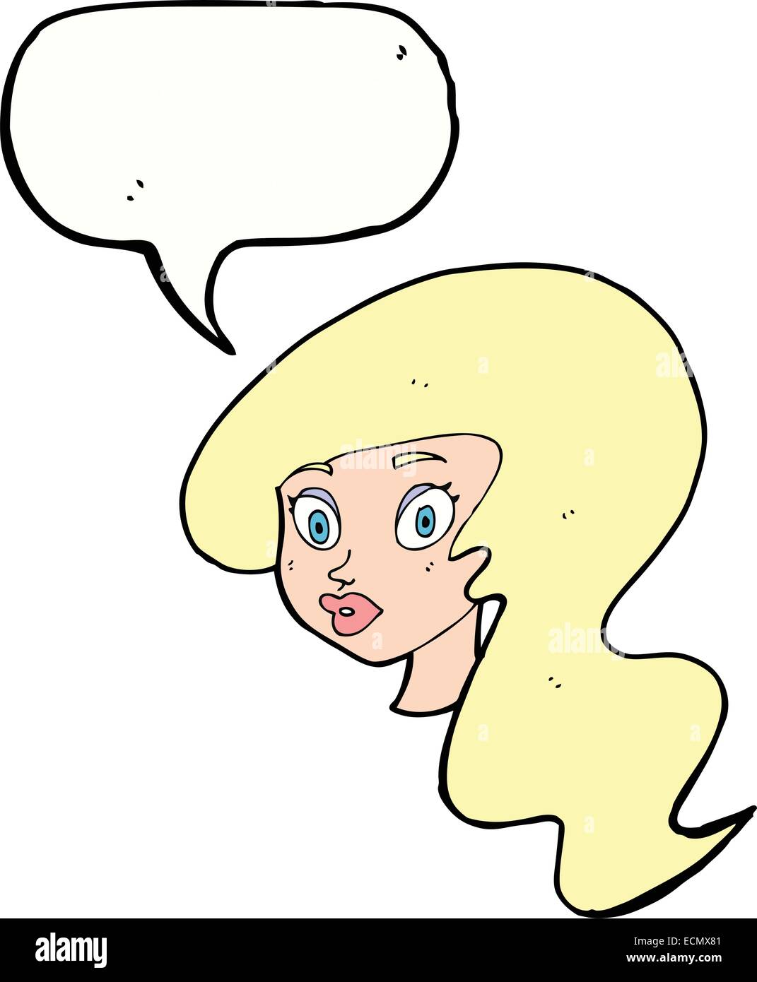 cartoon pretty female face with speech bubble Stock Vector Image & Art ...