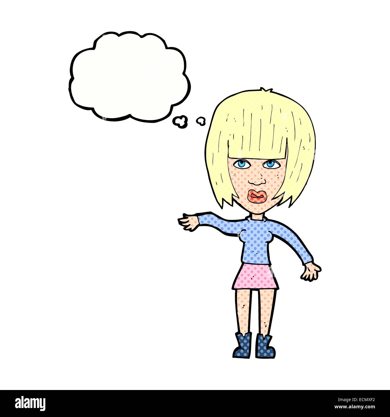 cartoon woman waving away with thought bubble Stock Vector Image & Art ...