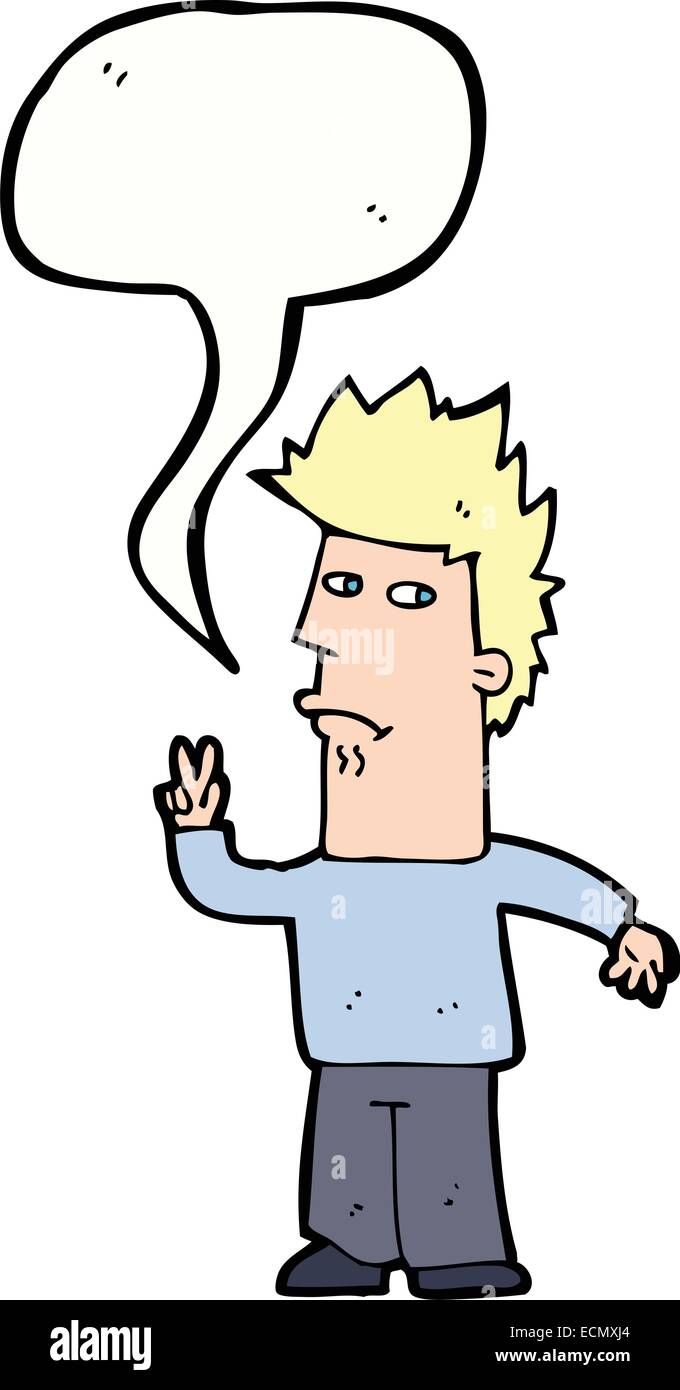 cartoon man giving peace sign with speech bubble Stock Vector Image ...