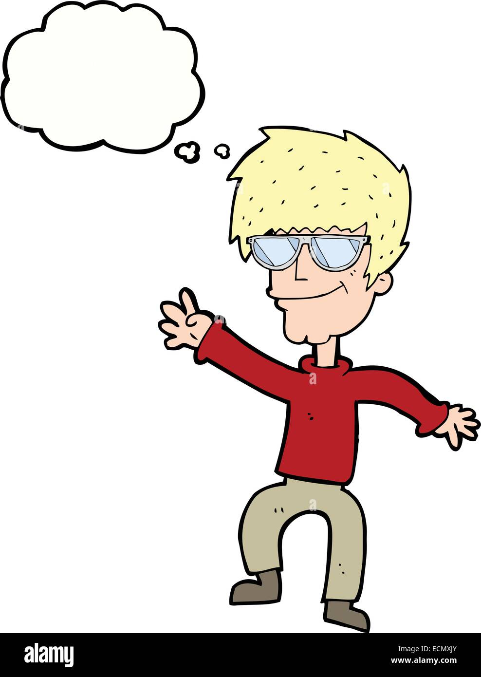 cartoon waving cool guy with thought bubble Stock Vector Image & Art ...