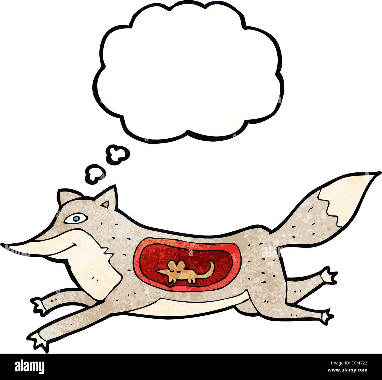 cartoon wolf with mouse in belly with thought bubble Stock Vector Image ...