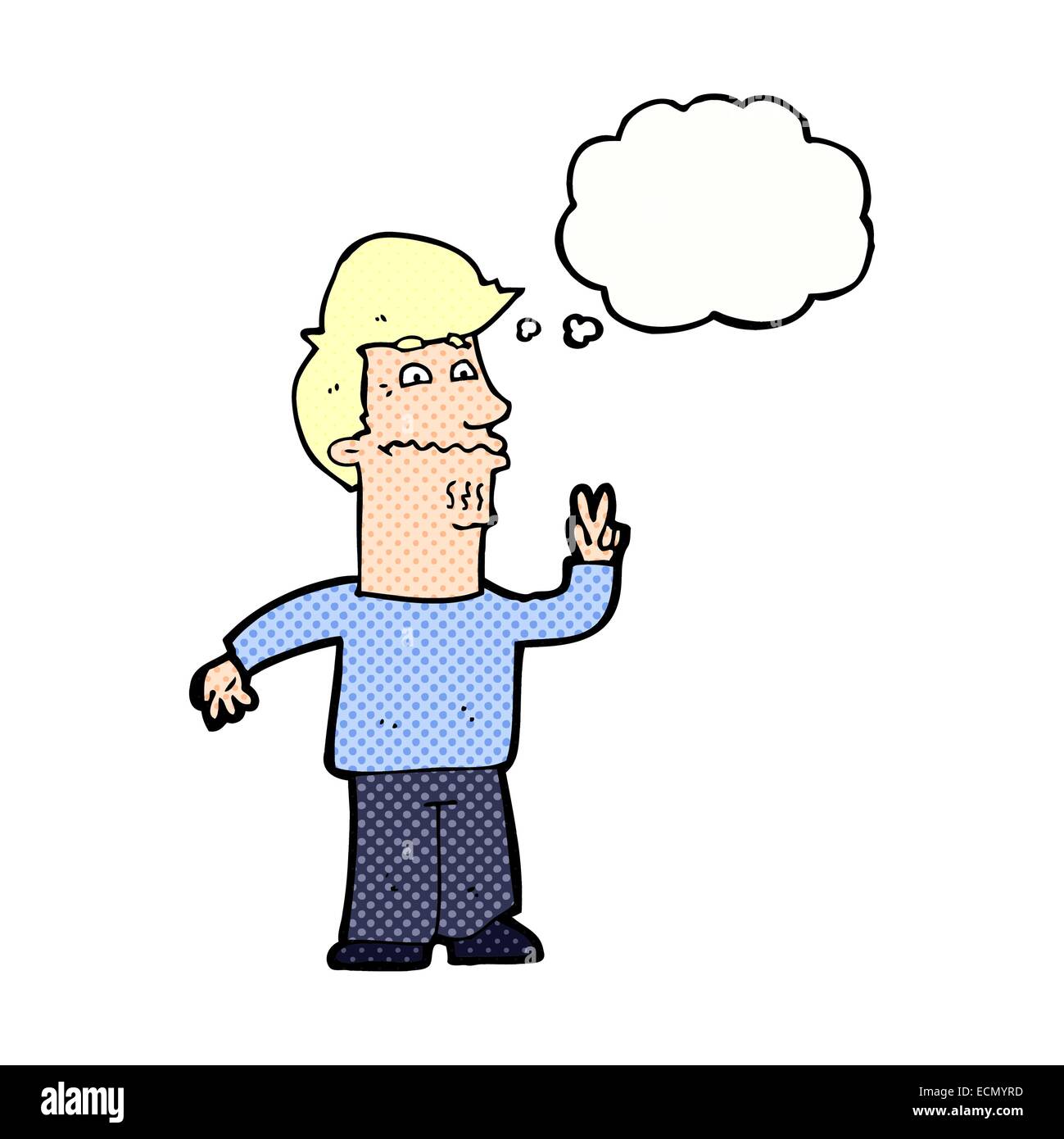 cartoon man giving peace sign with thought bubble Stock Vector Image ...