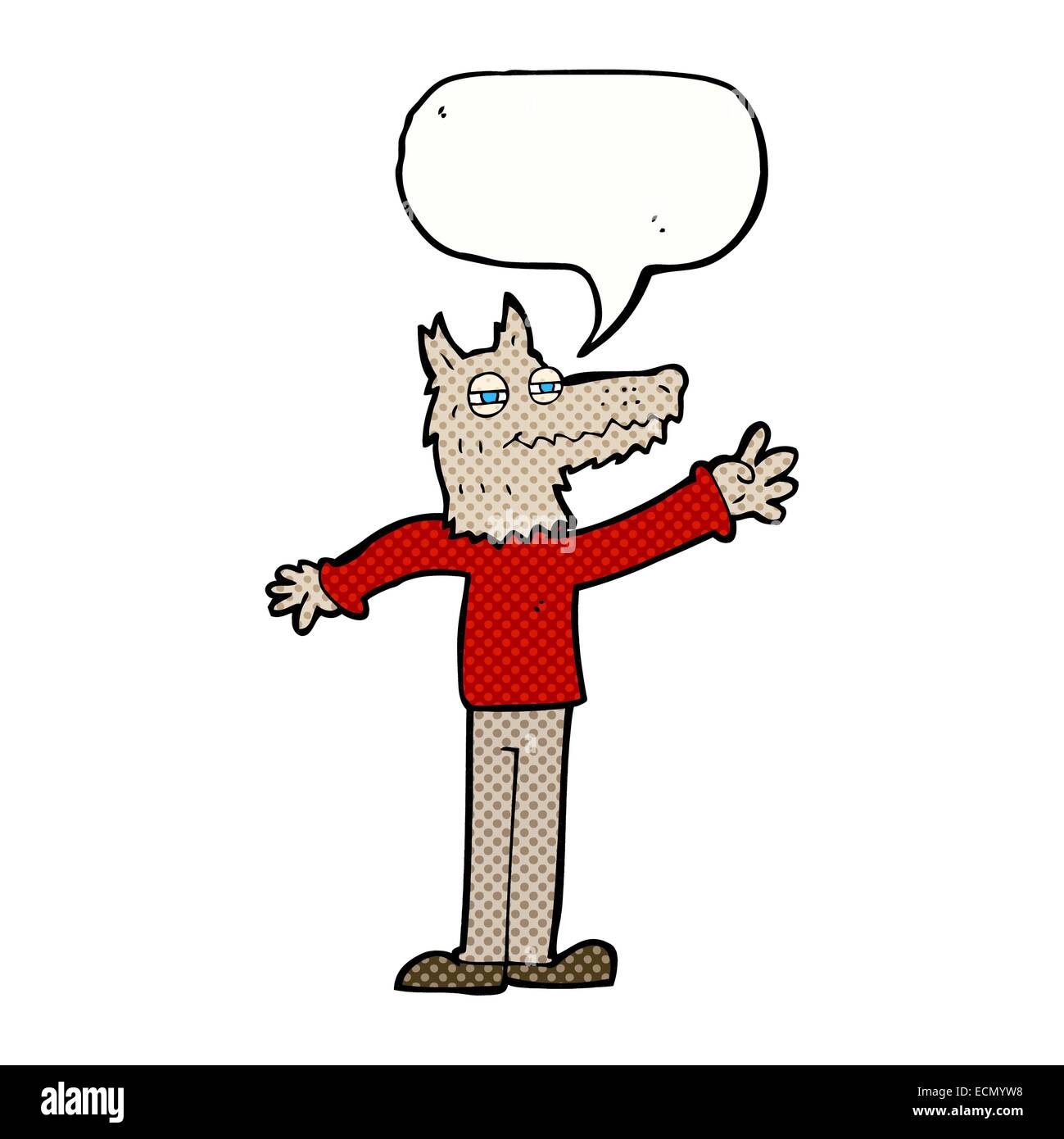 cartoon waving wolf with speech bubble Stock Vector Image & Art - Alamy