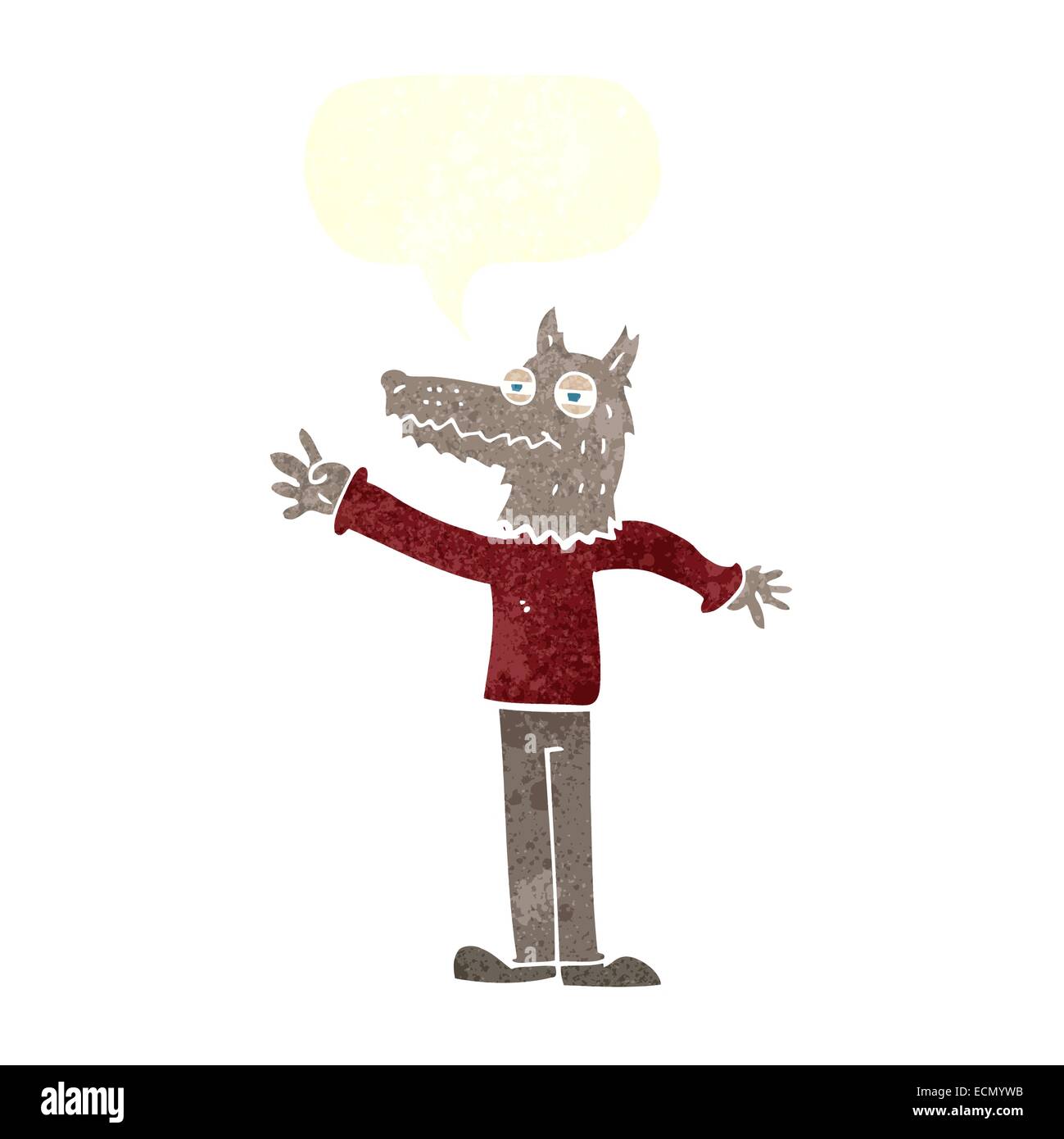 cartoon waving wolf with speech bubble Stock Vector Image & Art - Alamy