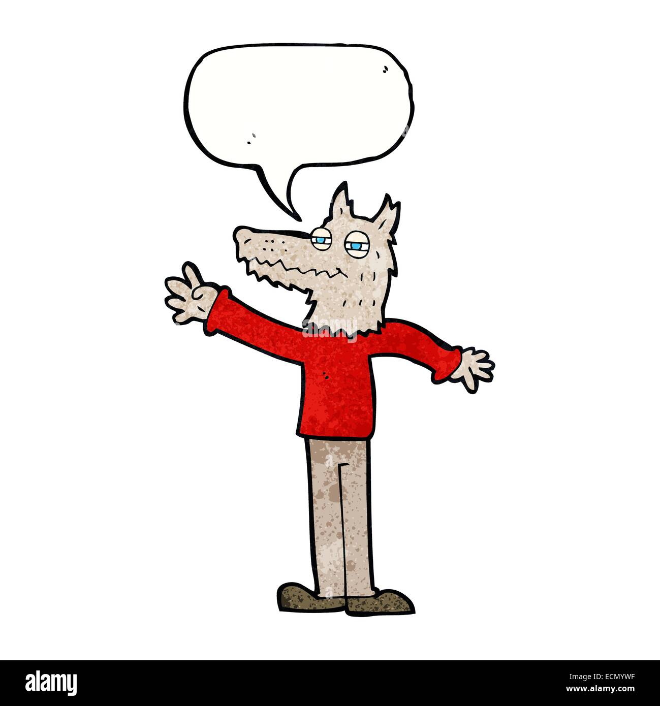 cartoon waving wolf with speech bubble Stock Vector Image & Art - Alamy