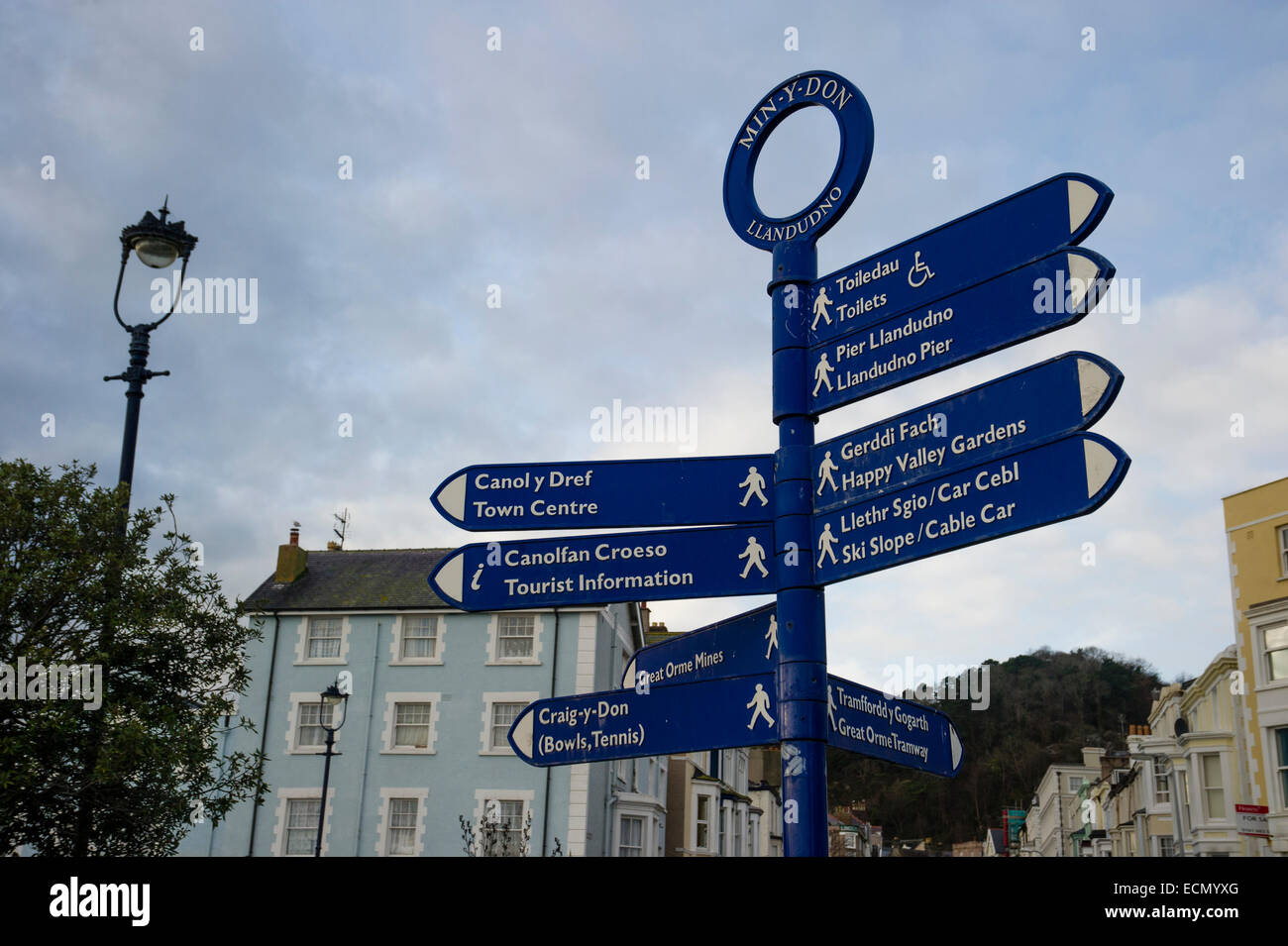A sign post in Llandudno Gwynedd North Wales Stock Photo - Alamy