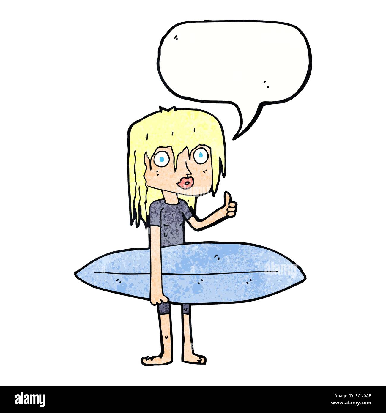 cartoon surfer girl with speech bubble Stock Vector Image & Art - Alamy