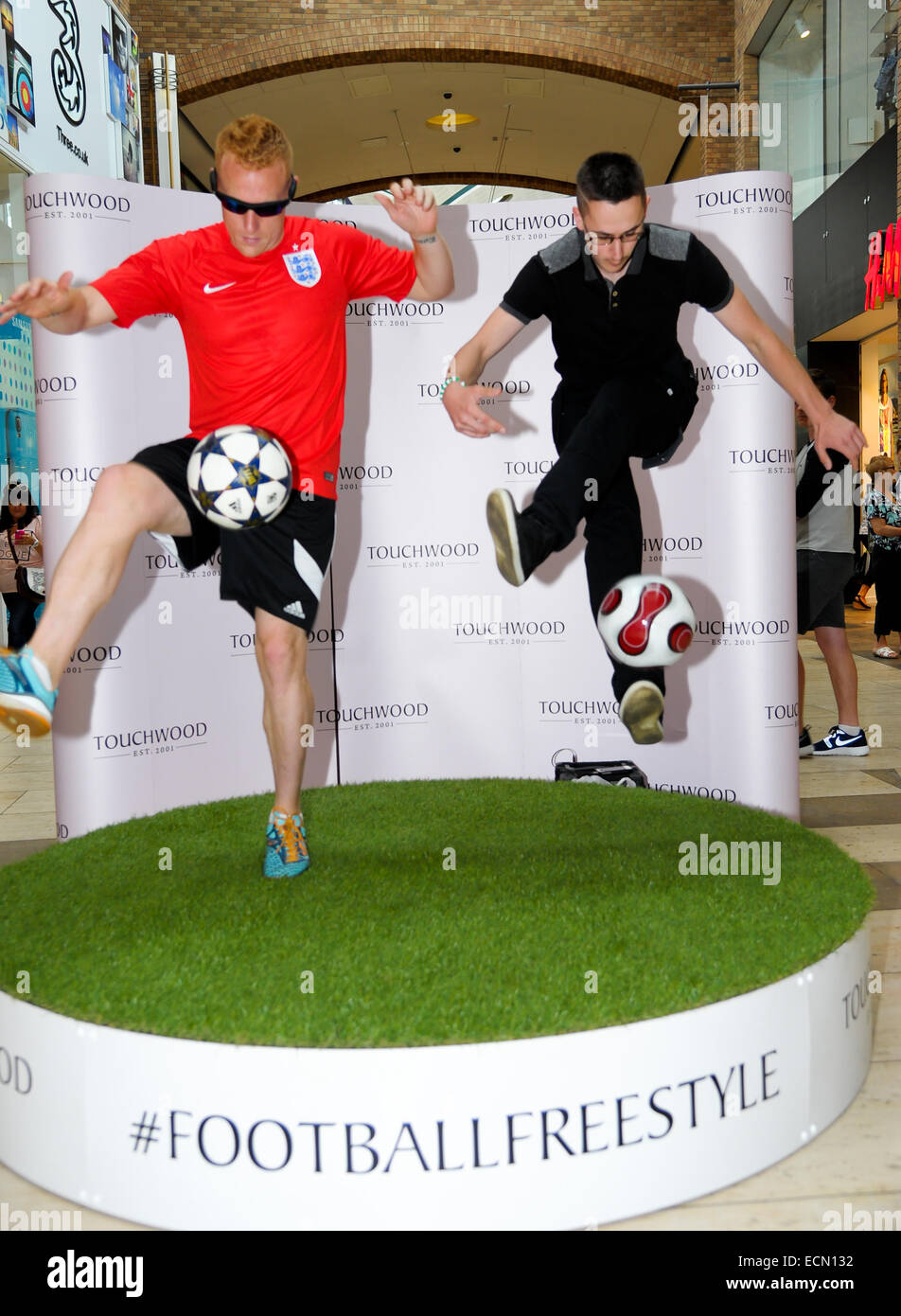 World-record holding football freestyler Dan Magness performs a series ...