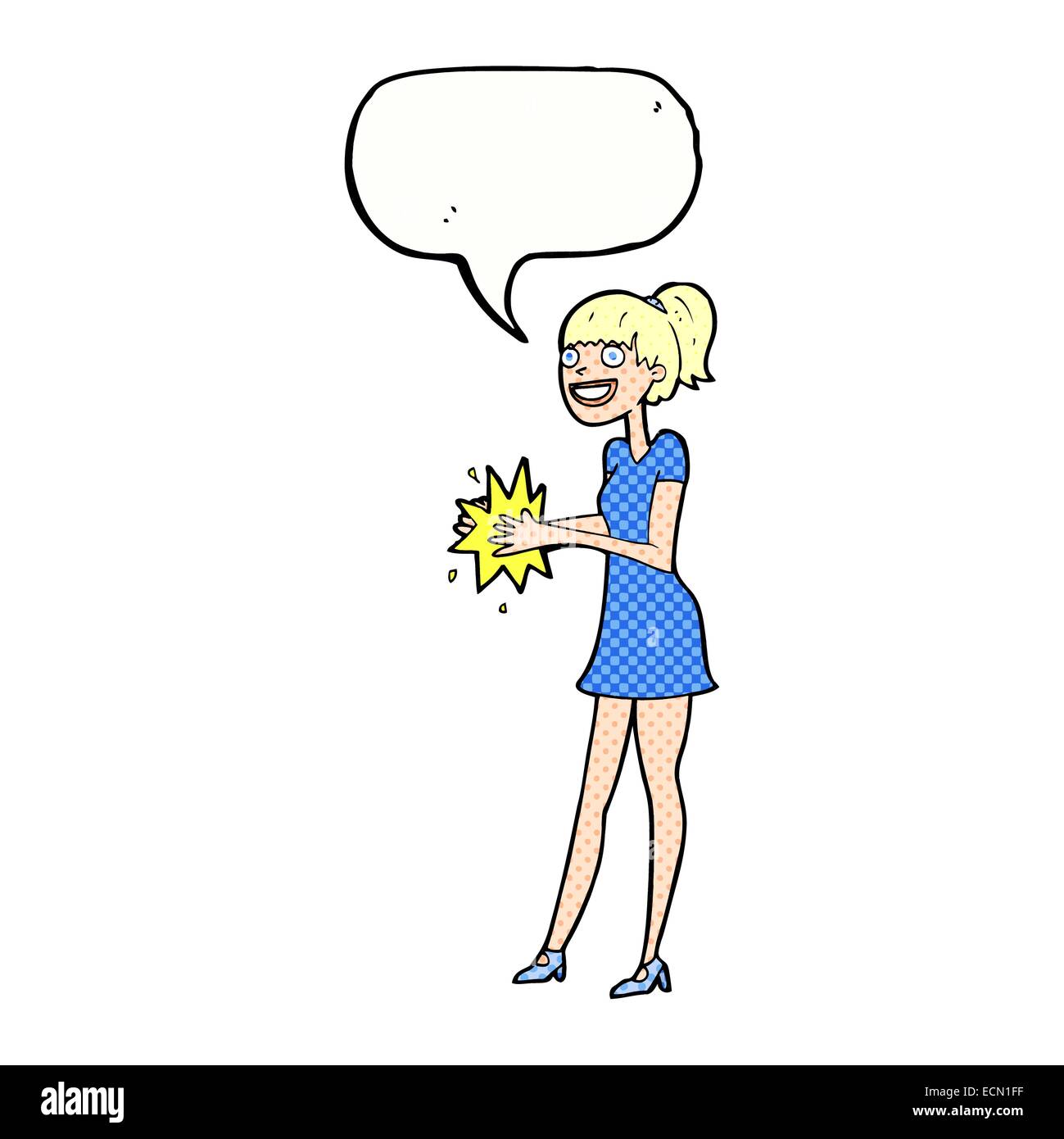 cartoon woman clapping hands with speech bubble Stock Vector Image ...