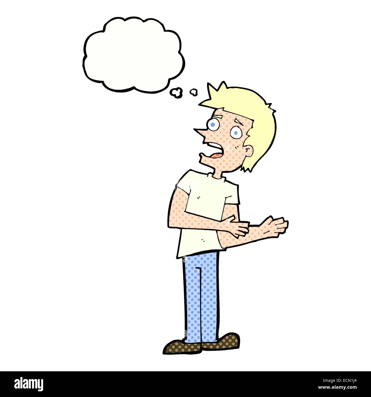 cartoon man making excuses with thought bubble Stock Vector Image & Art ...