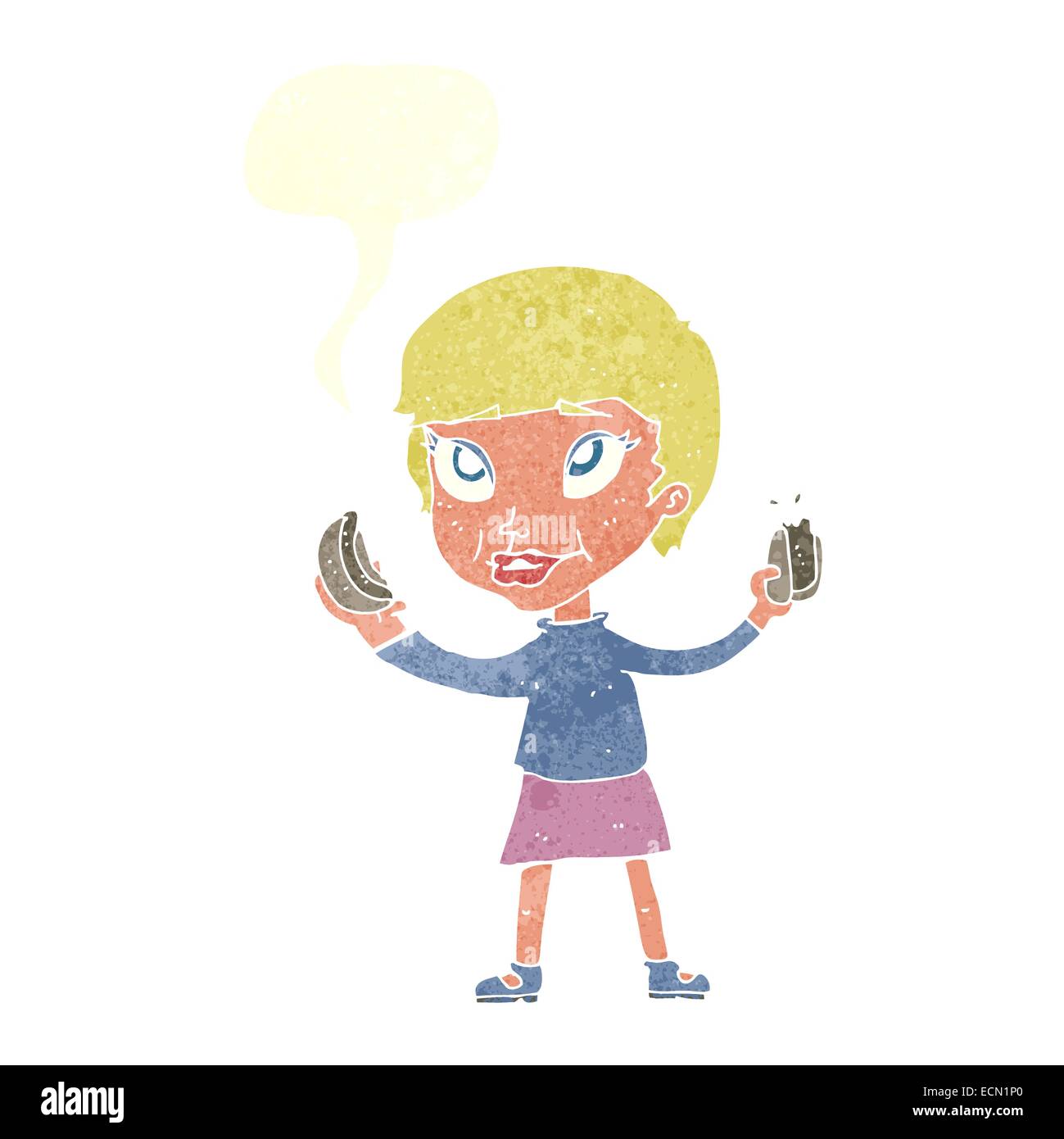 cartoon woman eating hotdogs with speech bubble Stock Vector Image ...