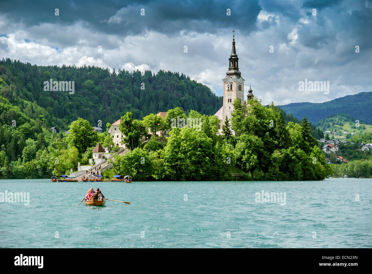 Panoramic view of Lake Bled Stock Photo - Alamy