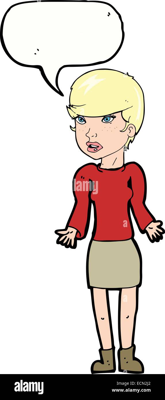 cartoon confused woman with speech bubble Stock Vector Image & Art - Alamy