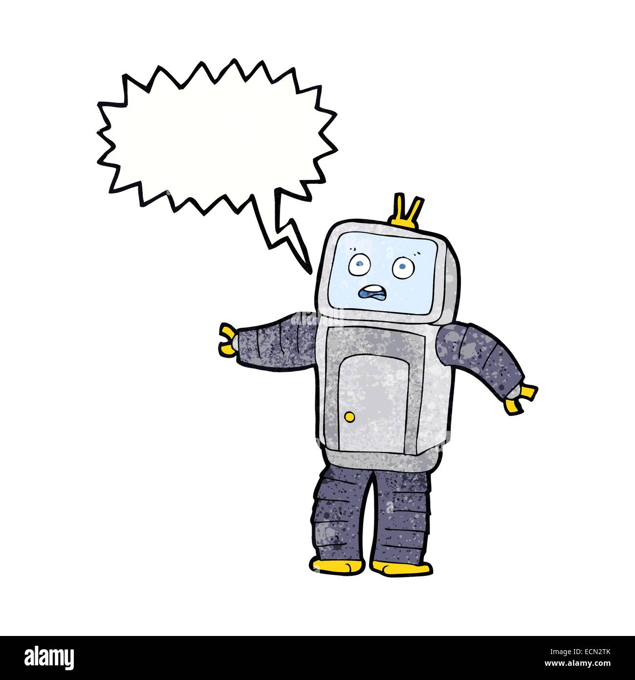cartoon funny robot with speech bubble Stock Vector Image & Art - Alamy
