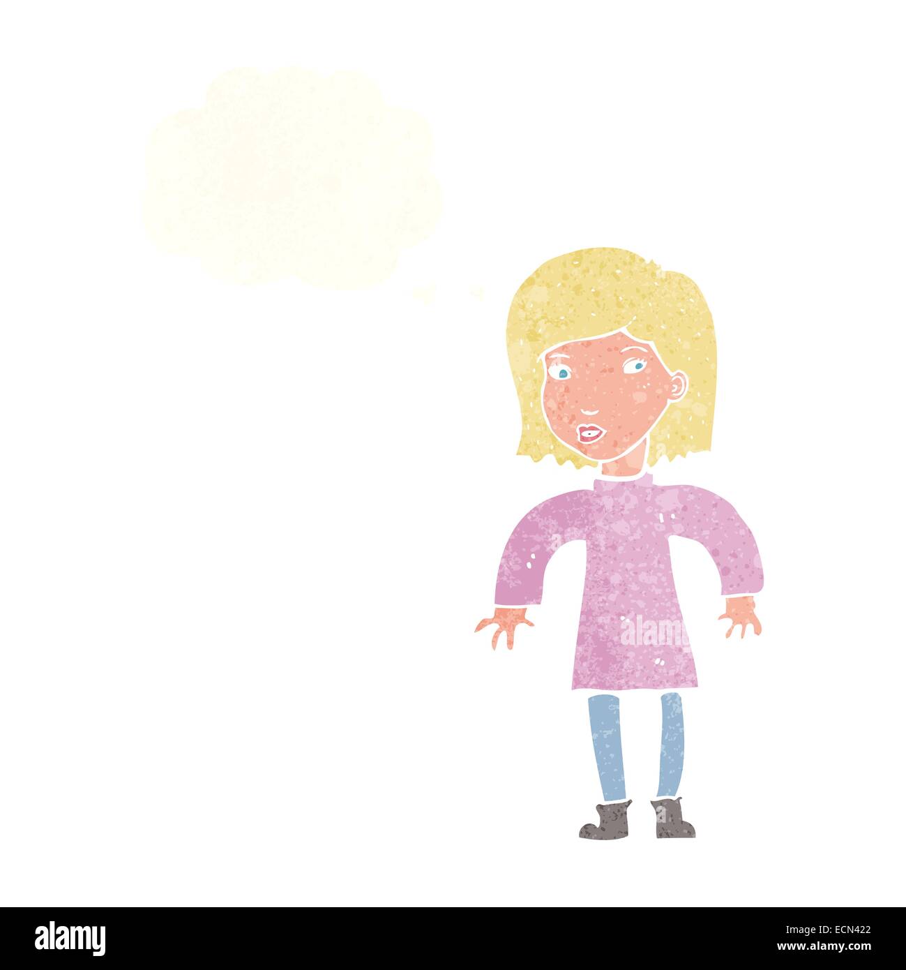 cartoon cautious woman with thought bubble Stock Vector Image & Art - Alamy