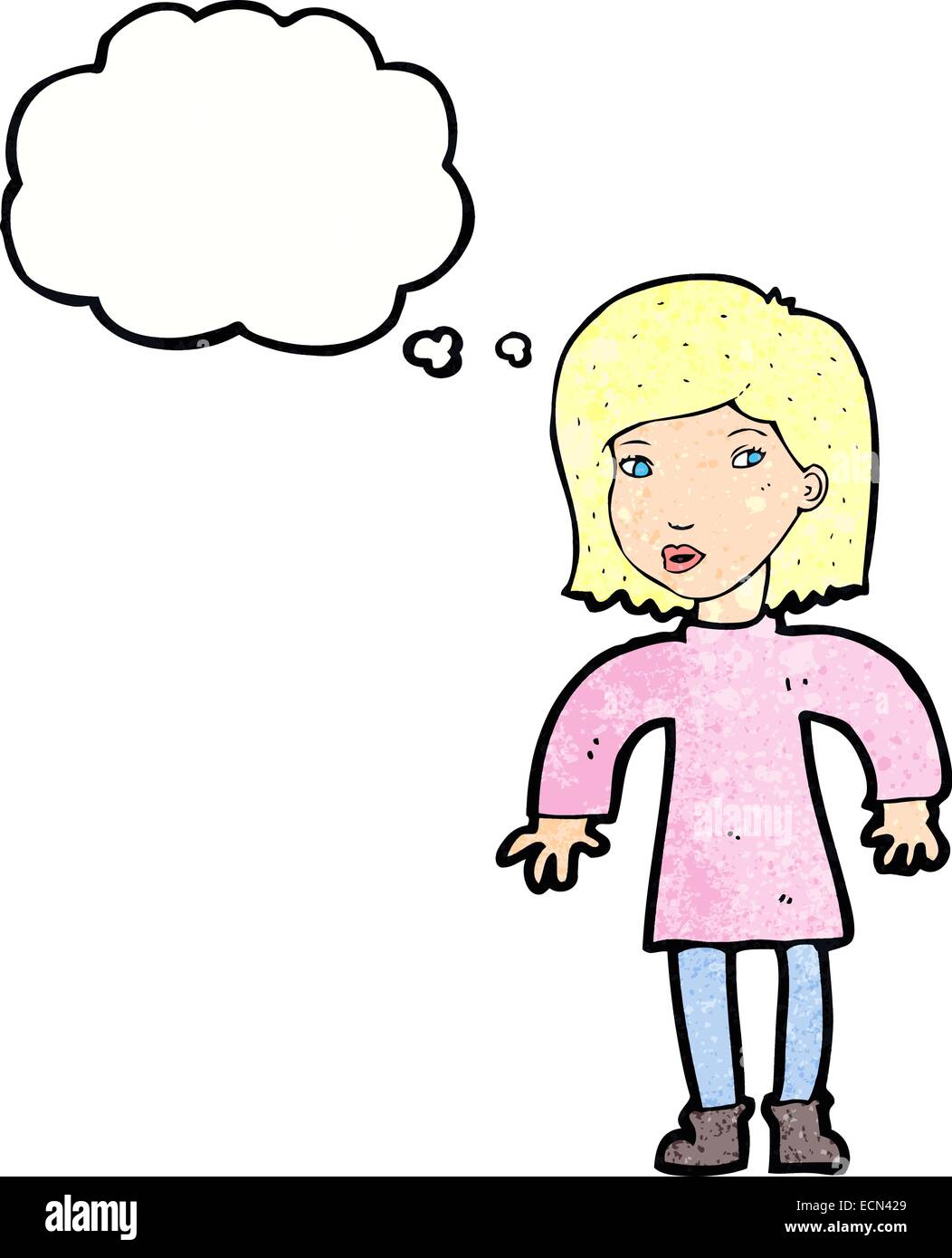 cartoon cautious woman with thought bubble Stock Vector Image & Art - Alamy