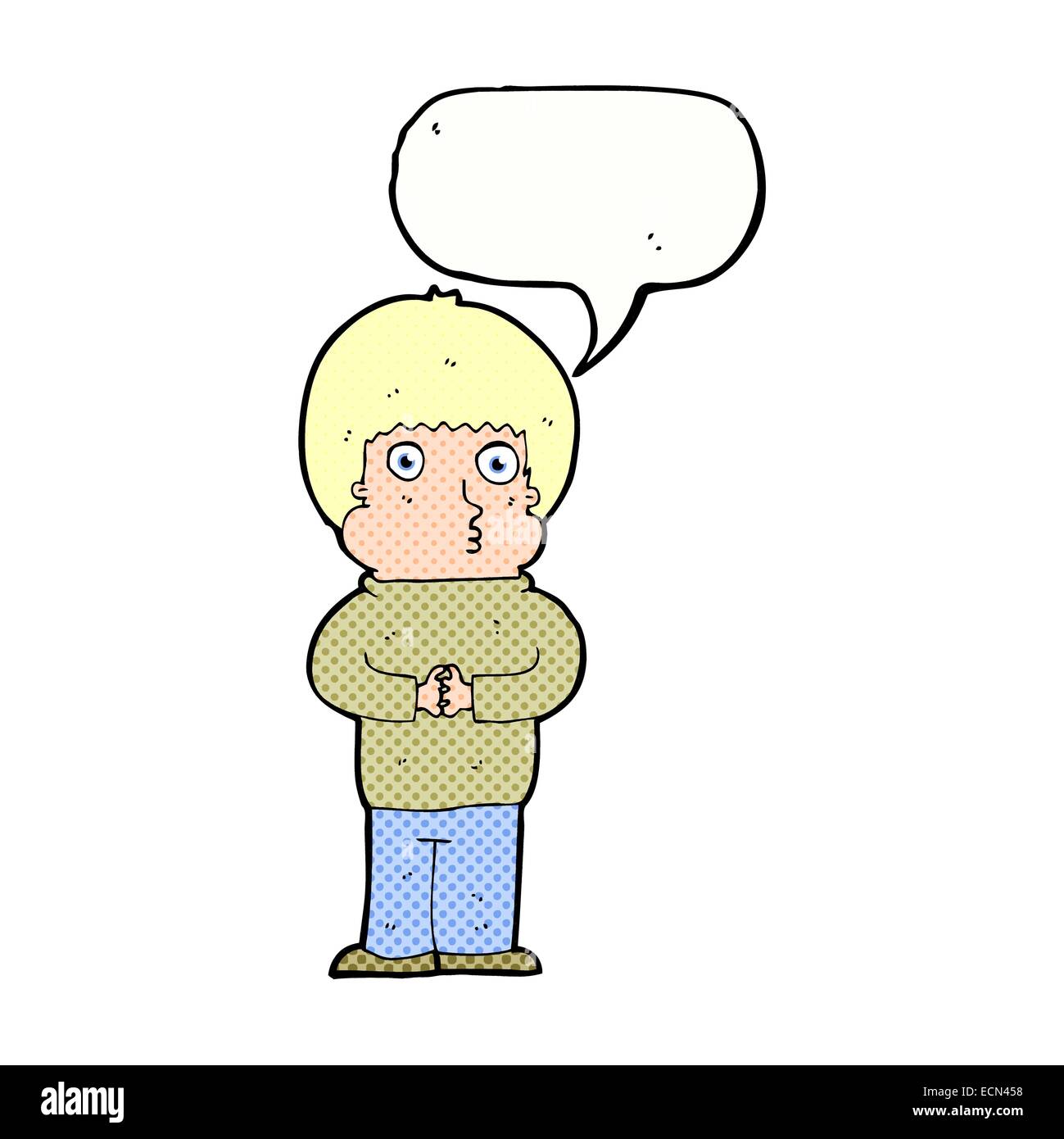 cartoon shy boy with speech bubble Stock Vector Image & Art - Alamy