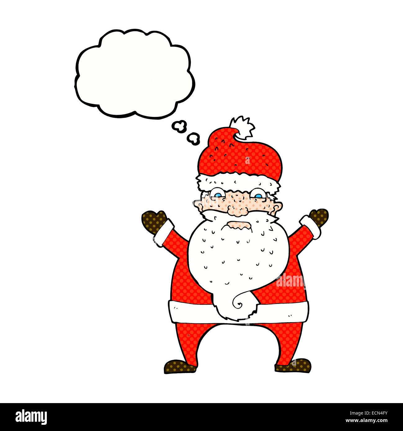 cartoon stressed out santa with thought bubble Stock Vector Image & Art ...