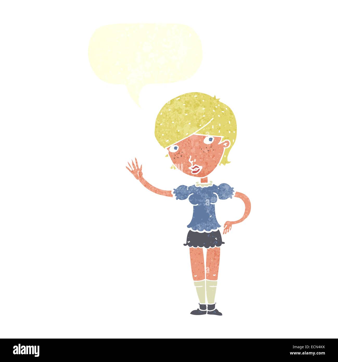 cartoon girl waving with speech bubble Stock Vector Image & Art - Alamy