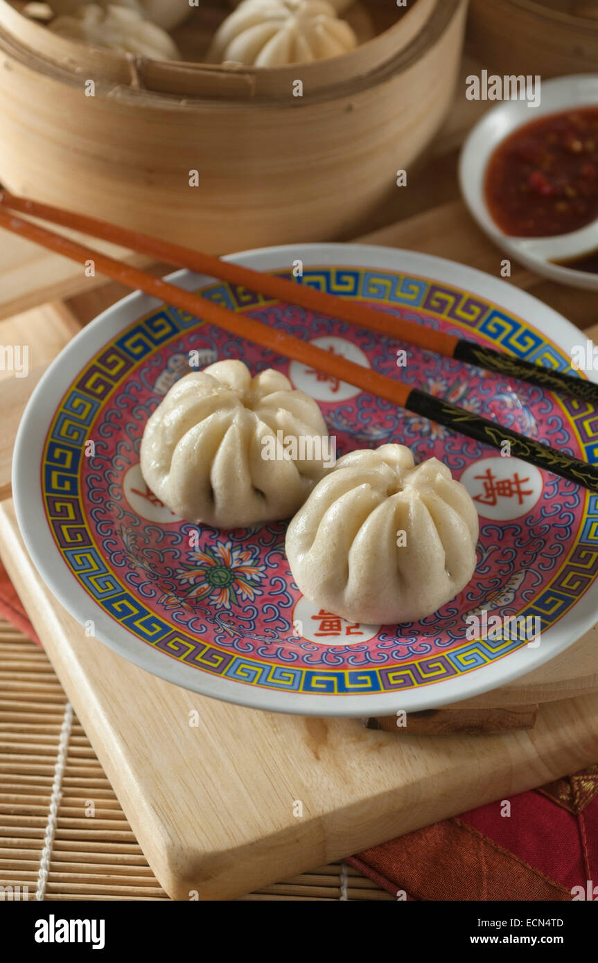 Char siu buns. Dim sum. Chinese dumplings Stock Photo - Alamy