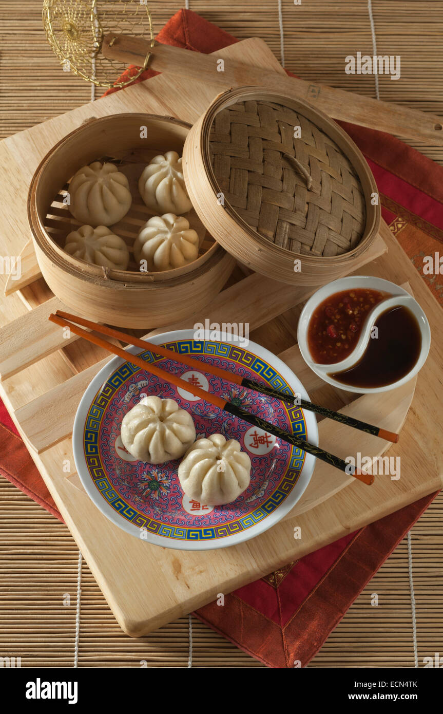 Char siu buns. Dim sum. Chinese dumplings Stock Photo - Alamy